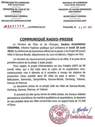 COMMUNIQUE – MINEE